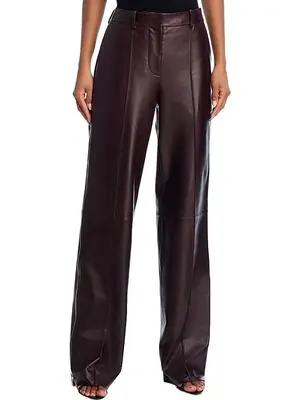 Helmut Lang Leather Side Zip Pants - Mahogany/fossil