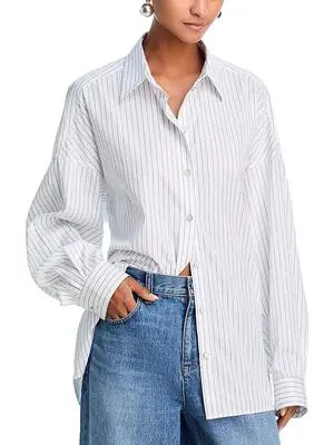 HELMUT LANG Stripe Cinched Placket Shirt