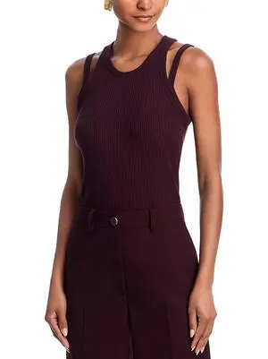 Helmut Lang Double Strap Racerback Tank - Mahogany