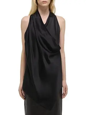 Helmut Lang Draped Cowlneck Silk Top - Black