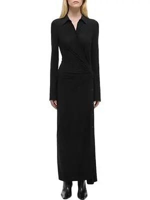 Helmut Lang Twisted Maxi Shirtdress - Black