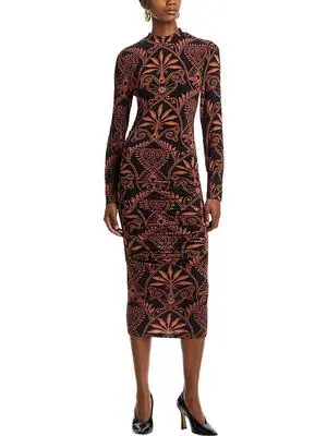Farm Rio Cornely Anika Printed Jersey Midi Dress - Cornely Ainika Black