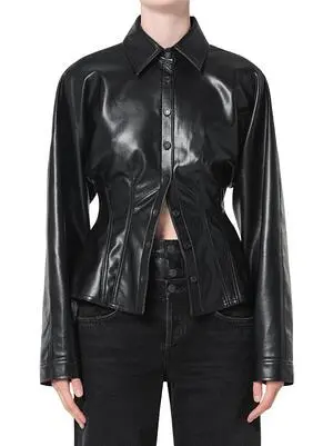 AGOLDE Devon Faux Leather Shirt - Detox