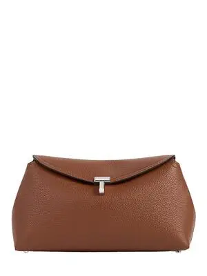 TOTEME Grained-leather T-lock Convertible Clutch - Sienna Grained-leather