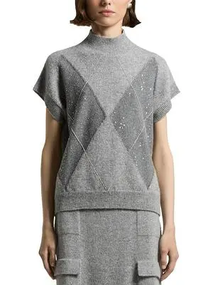 Peserico Knitted Short Sleeve Sweater - Stone Grey