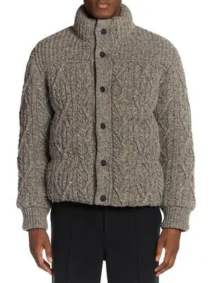 Moncler Wool Cable Knit Cardigan - Light Grey