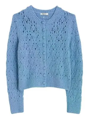 Madewell Pointelle-stitch Cotton-blend Cardigan - Hydrangea Blue