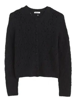 Madewell Pointelle-stitch Cotton-blend Cardigan - True Black