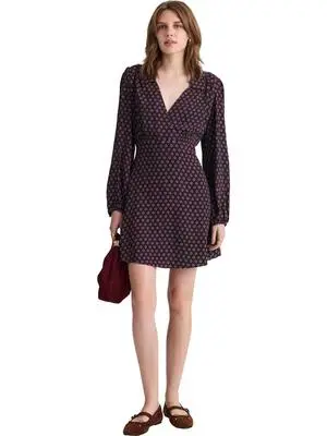 Madewell Puff-sleeve Mini Wrap Shirtdress - Burg Foulard