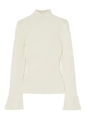 PROENZA SCHOULER WHITE LABEL Phyllis Striped Ribbed-Knit Turtleneck Sweater
