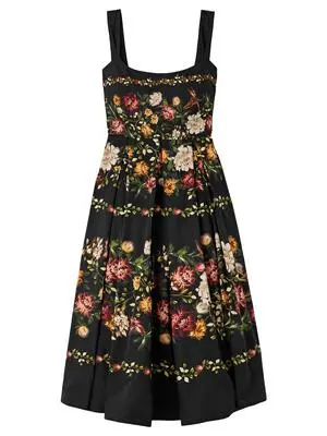 Agua Bendita Alcaparra Páramo Pleated Floral-print Cotton-poplin Midi Dress - Multi
