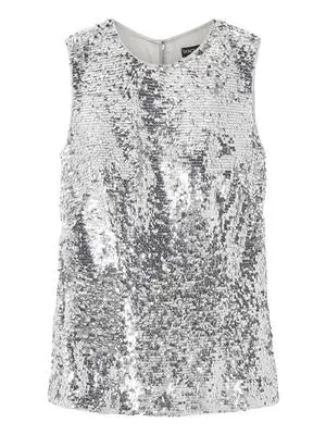 Dolce & Gabbana Sequined Satin Top - Silver