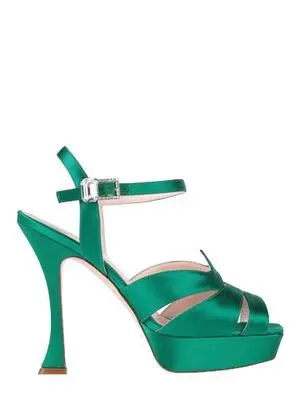 ROGER VIVIER Sandals In Satin With Appliqués - Green