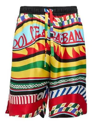 Dolce & Gabbana Printed Twill Shorts - Red