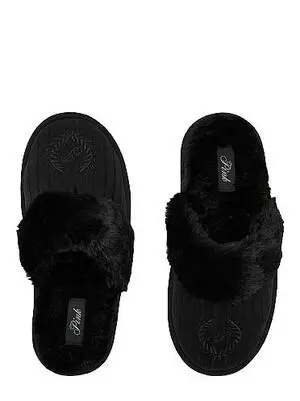 Pink Cable Knit Slippers - Black