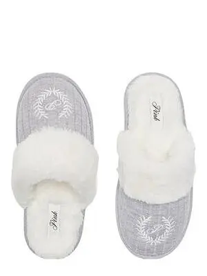 Pink Cable Knit Slippers - Grey