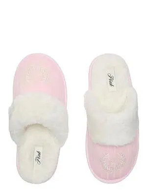 Pink Cable Knit Slippers - Pink