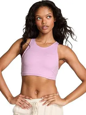 Pink Relay Cut-out High-neck Sports Bra - Purple