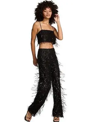 Victoria's Secret Sequin Fringe Cami Top And Trousers Set - Print