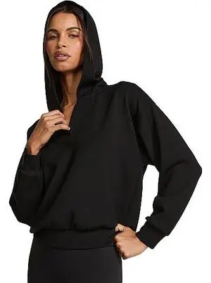 Victoria's Secret Vsx Featherweight Knit V-neck Hoodie - Black
