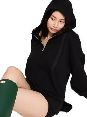 Pink Campus Fleece Tunic Hoodie - Black