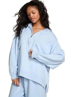 Pink Campus Fleece Tunic Hoodie Blue