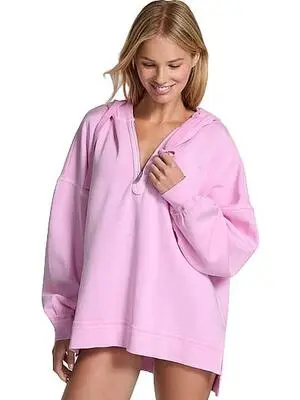 Pink Campus Fleece Tunic Hoodie - Purple