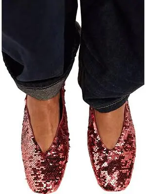 Jeffrey Campbell Sequin Flats Peach