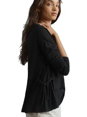 Wilt Long-Sleeve Mixed Media Double Layer Top Black