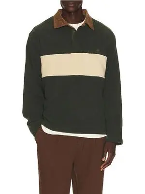 RHYTHM Awake Polar Fleece Polo In Green - Forest