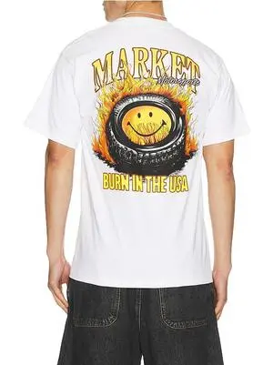MARKET Smiley Burnt Rubber Tee - White