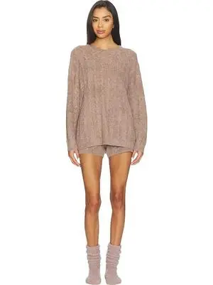 Barefoot Dreams Cable Pullover And Short Set - Sable