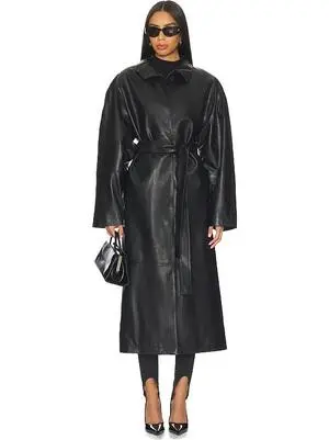 LAMARQUE Alexandra Leather Coat - Black