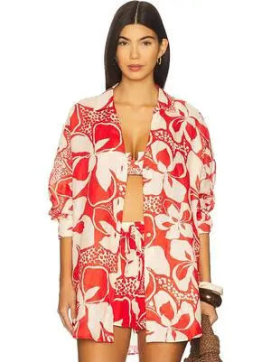 L*Space Rio Tunic Shirt - Hibiscus Bloom