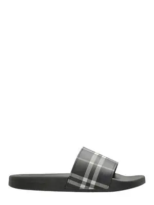 Burberry Check Slides - Grey