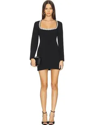 Majorelle Embellished Neckline Mini Dress - Black