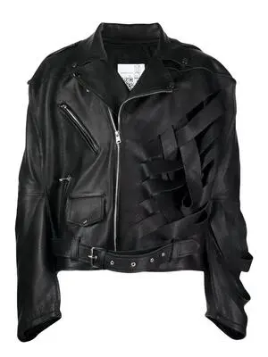 NATASHA ZINKO Deconstructed Leather Biker Jacket