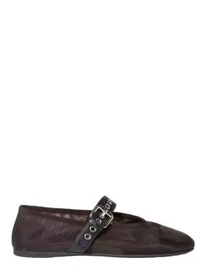 Miu Miu Buckle Ballet Flats - Brown