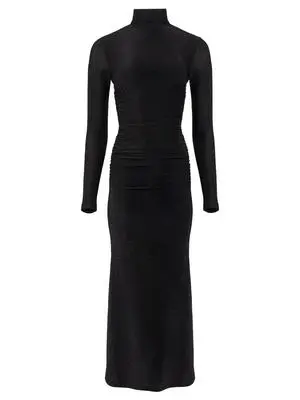 Carolina Herrera Lurex Turtleneck Midi Dress - Black