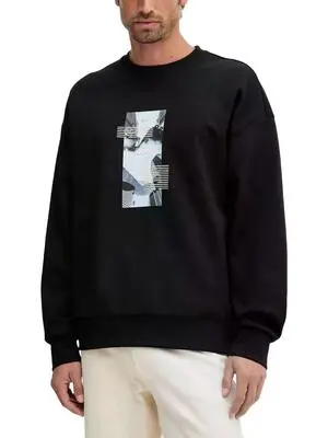 BOSS Crew-neck Sweatshirt With Graphic Print - Black