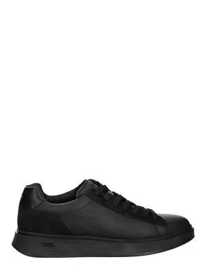 BOSS Textured-leather Panelled Sneakers - Black