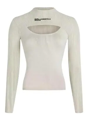Karl Lagerfeld Cut-out Mock-neck Sweater - Neutrals