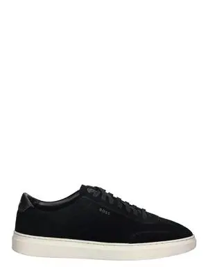 BOSS Panelled Suede Sneakers - Black
