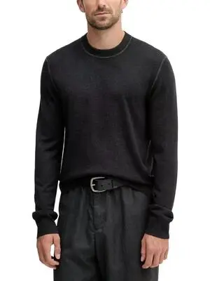 BOSS Crew-neck Fine-knit Sweater - Black