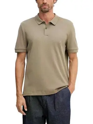 BOSS Parlay 240 Button Herringbone Polo Shirt - Neutrals