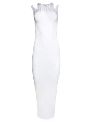 MUGLER Plaque Detail Maxi Knitted Dress - White