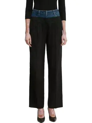 SISLEY Denim-Panel Trousers