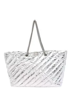 Balenciaga Large Crush Tote Bag Silver