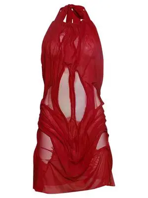DI PETSA Draped Halterneck Mini Dress - Red