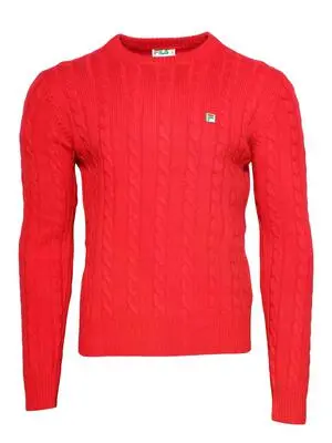FILA Cable Knit Crew Neck Jumper - Red